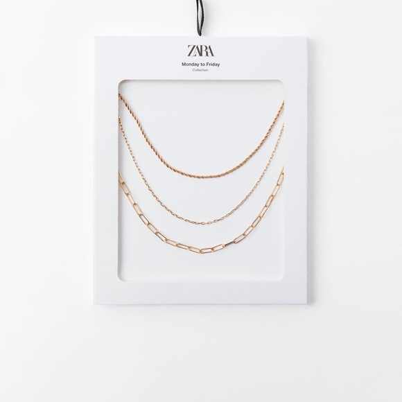 Zara | Jewelry | Zara Limited Edition Set Of Metallic Golden Chain ...